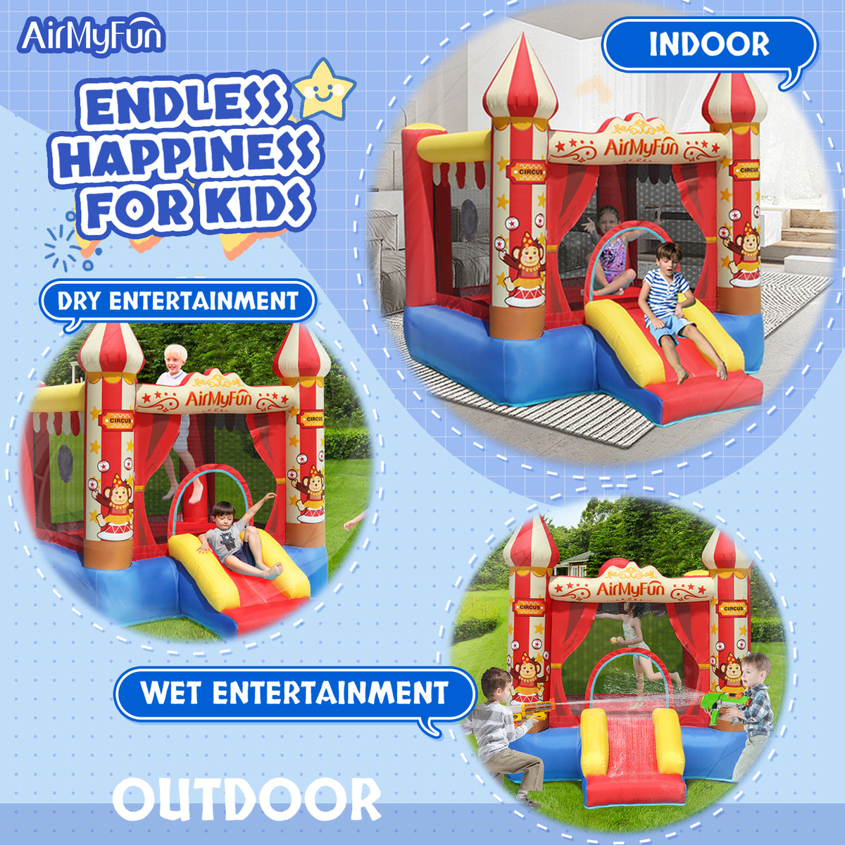 AirMyFun Small Inflatable Bounce House for Kids Outdoor & Indoor - Wet ...
