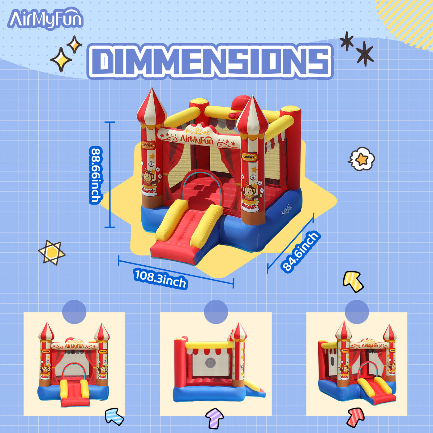 AirMyFun Small Inflatable Bounce House for Kids Outdoor & Indoor - Wet ...